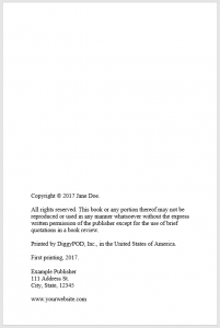 Copyright Page | Example of Copyright Pages | Free Copyright Templates